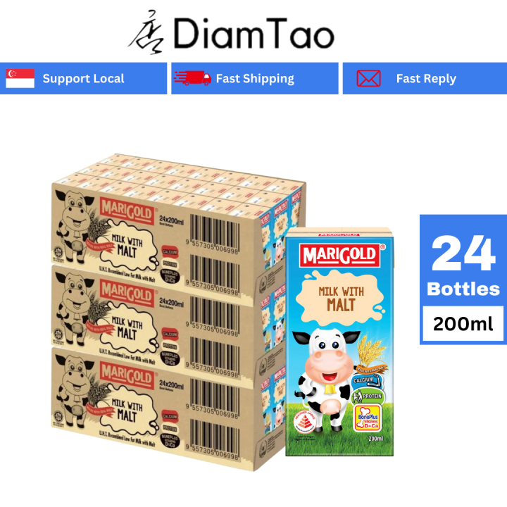 (Bundle of 3) Marigold UHT Milk Packet Drinks, Tetrapak 200ml x 24 ...