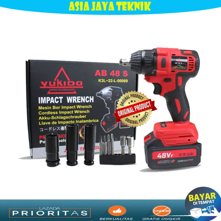 PROMO YUKIDO Cordless Brushless bor Baterai 48S Bor Impact Wrench 13MM ...