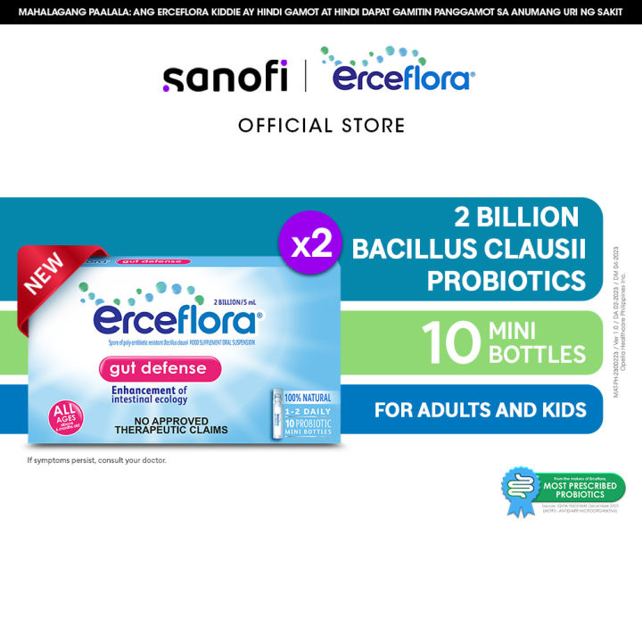 Erceflora Gut Defense Probiotic Supplement 10 Mini Bottles x 5ml - For ...