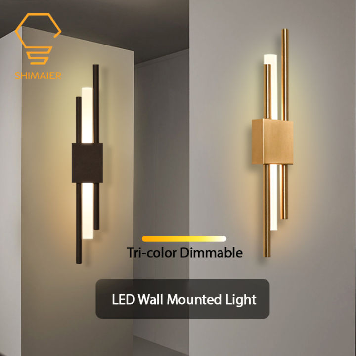 LED Wall Mounted Light Fixture, Linear Iron Acrylic Dimmable Modern ...