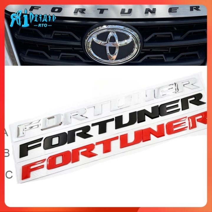 RTO 1 x ABS FORTUNER Letter Car Auto Front Hood Emblem Badge Sticker ...