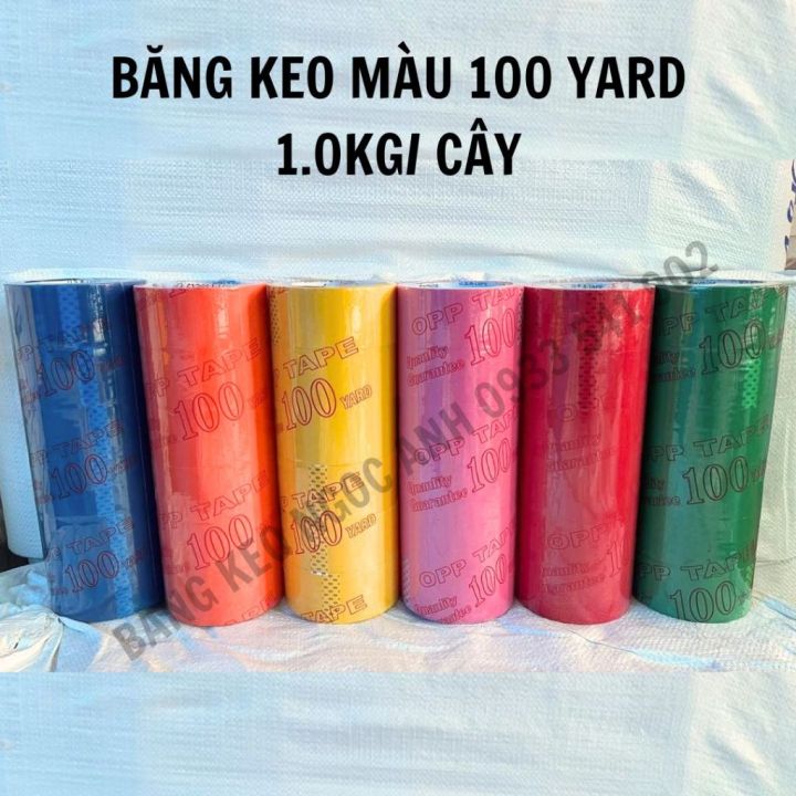 Băng keo màu 4f8 100 yard cây nặng 1kg gồm 6 cuộn dùng để đóng gói dán thùng carton | Lazada.vn