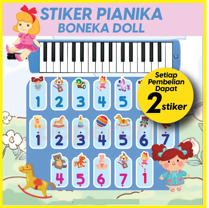BONEKA DOLL Stiker pianika sticker pianika not piano tuts pianika not ...