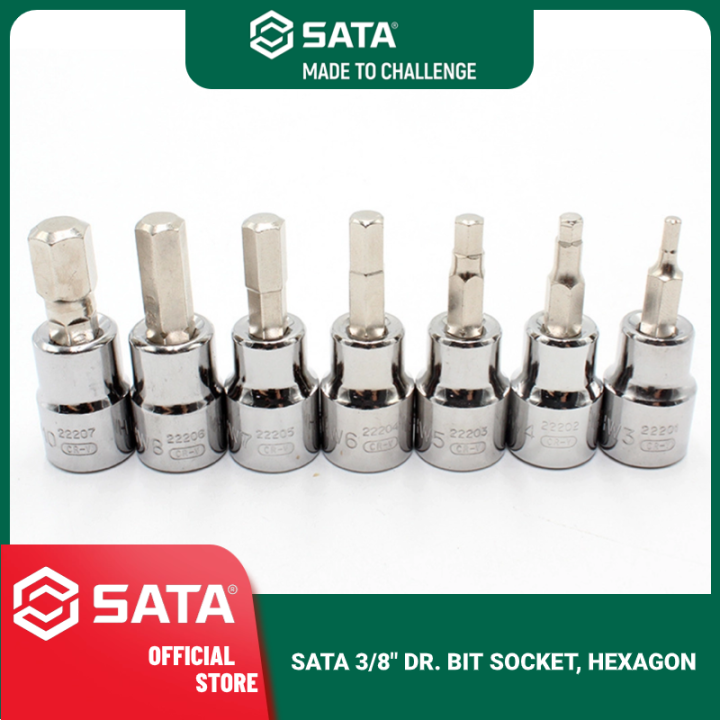 SATA 3/8" DR. BIT SOCKET, HEXAGON / HEX ALLEN KEY / 3MM 4MM 5MM 6MM 7MM ...