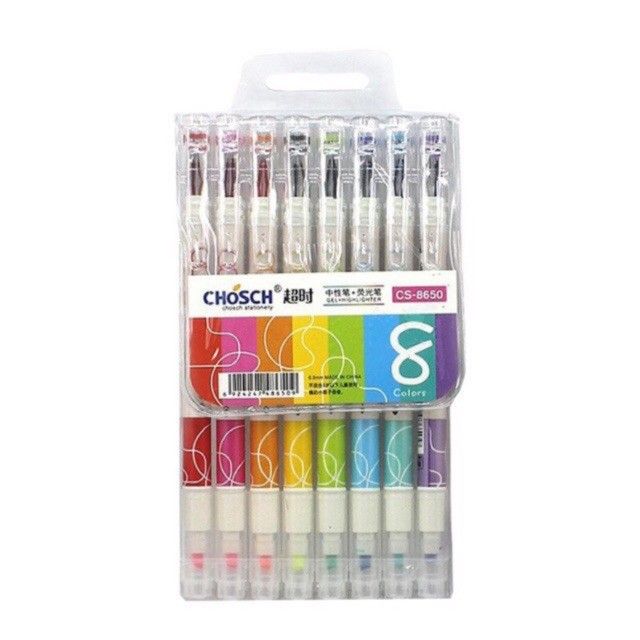 Chosch 2-in-1 Gel Pen and Highlighter Dual Tip Set (CS-8650) School ...