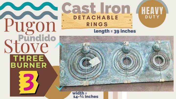 Pugon Cast Iron Pundido Stove Lutuan Plate Three Burner Detachable ...