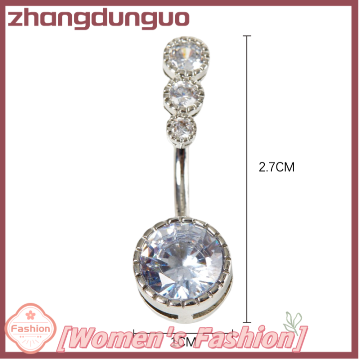 zhangdunguo Crystal Belly Button Rings 316L Stainless Steel Diamond Inlay Navel Nail Navel Rings ...