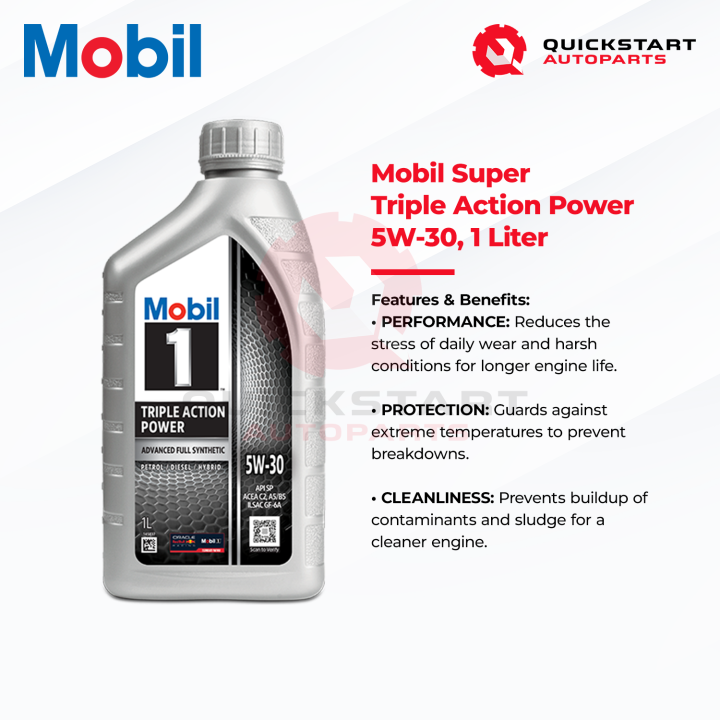 Mobil 1 Triple Action Power 5W‑30 Fully Synthetic Gas / Diesel / Hybrid ...
