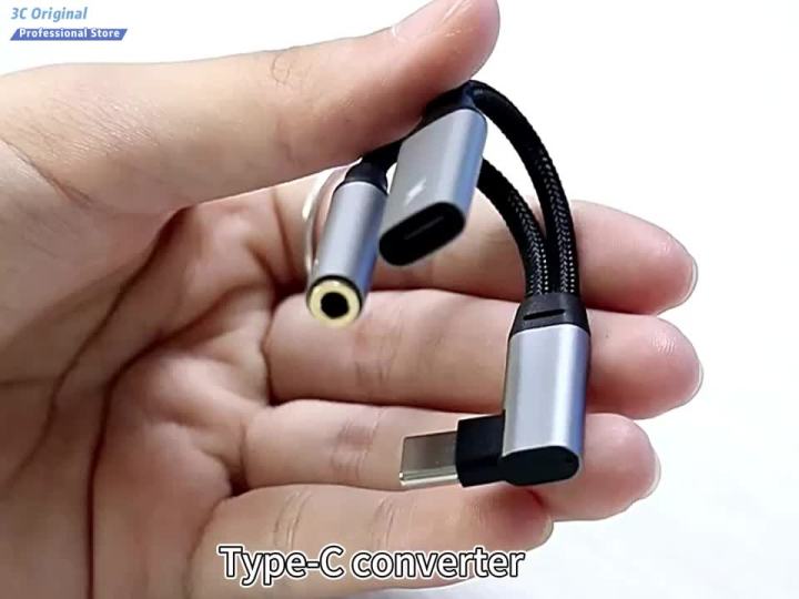 2 dalam 1 OTG siku jenis USB C ke 3.5Mm Jack AUX Audio Headphone ...