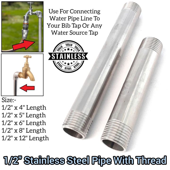 Solid SS304 Stainless Steel Pipe With Thread In Variance Length Size ...