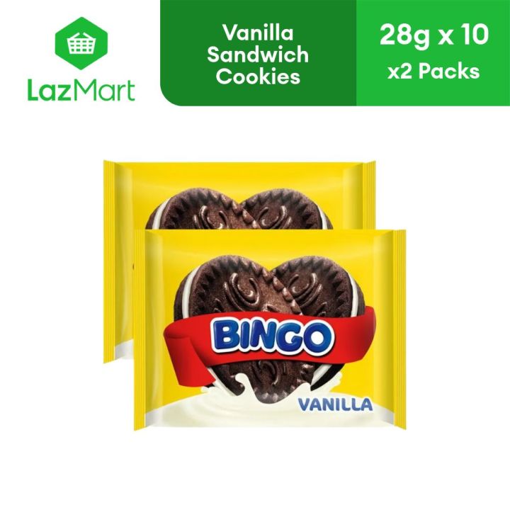 Bingo Vanilla filled Choco Sandiwch Cookies 28g x 10 - Pack of 2 ...