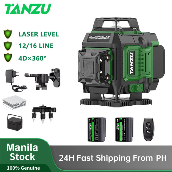 TANZU 12/16-line 3D 4D Laser Level For construction 360° Rotary Green ...