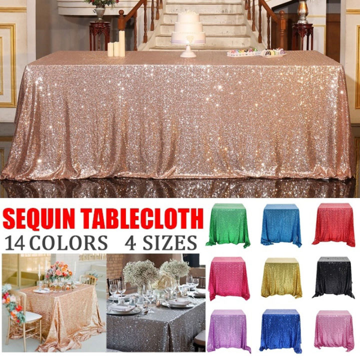 Xinyi3 Birthday Table Cloth Decor Sequin Glitter Party Decoration ...