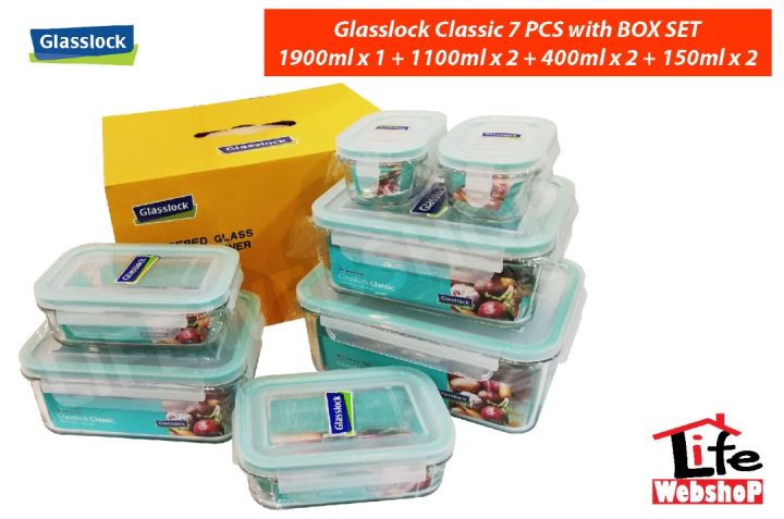 GLASSLOCK CLASSIC FOOD CONTAINER 7 PCS WITH BOX SET (GL-09) | Lazada