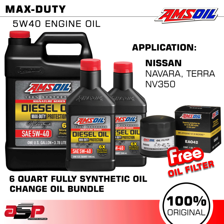 AMSOIL Signature Series Max-Duty 100% Synthetic Diesel Oil 5W-40 6 ...