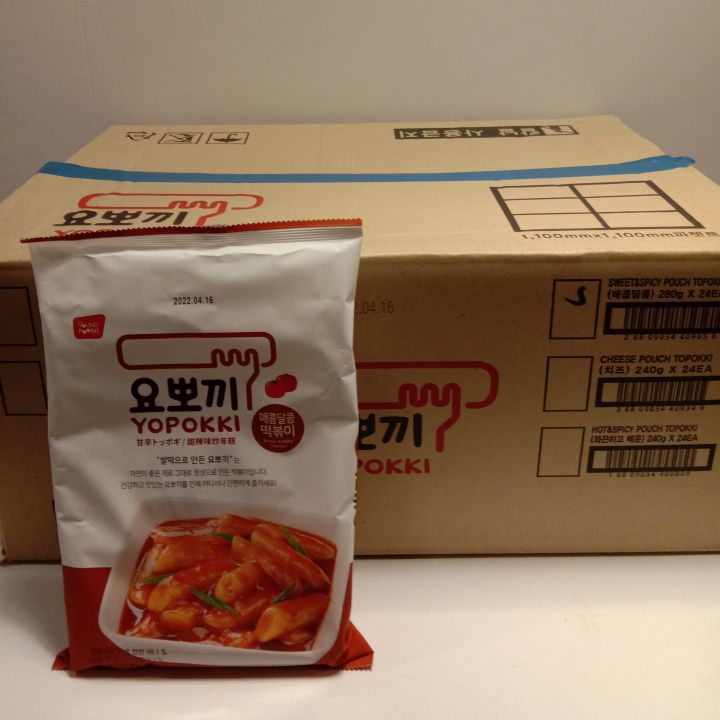 Korean Yopokki Sweet and Spicy 280g 1 Box (24 Packs) Topokki Rice Cake ...