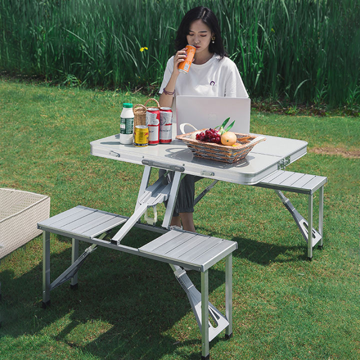 Warbase Meja Lipat BBQ Fishing Portable Foldable Table With 4 Chair ...