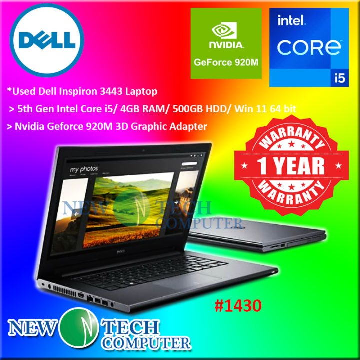 #1430 *Used Dell Inspiron 3443 5TH i5 4GB 500GB HDD NVIDIA GEFORCE 920M ...
