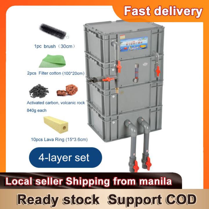 Fish Pond Filter Tank Koi Pond Filter System Water Purification Filter ...