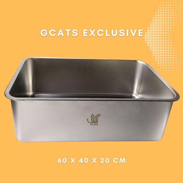 GCATS Stainless Cat Litter Box Jumbo X-Large Oversized Easy Clean High ...