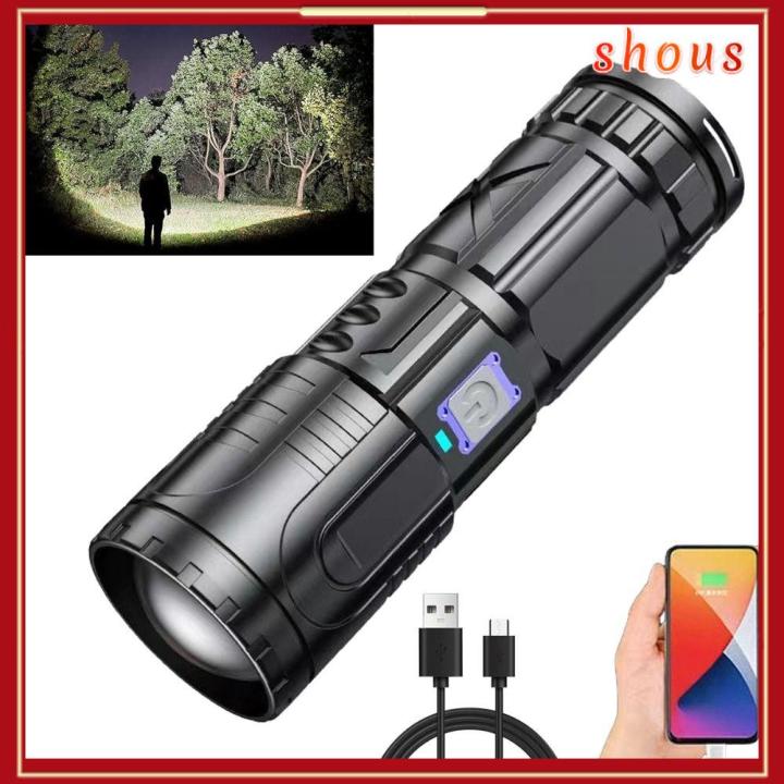 SHOUS 15000mAh Super Bright Flashlight Type-C Rechargeable ABS Handheld ...