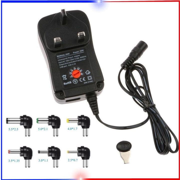 Universal Adjustable 3-12V USB AC DC Power Supply Adaptor 30W 2.1A ...