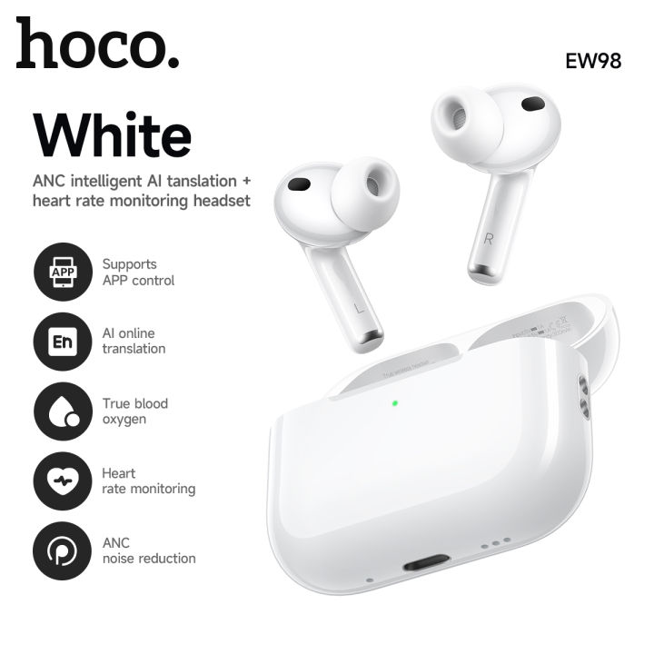 New hoco EW98 Genuine Earjoy app USB-C Charger TWS Wireless ANC Noise ...