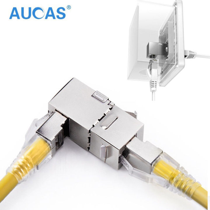 AUCAS RJ45 Coupler CAT7 FTP 90 Degree Wall Outlet Plate Modular 8P8C ...