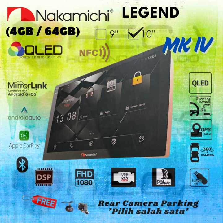 Nakamichi LEGEND MK IV NFC 4/64 GB 10" Inch Android NA-3102i Head Unit MK4 MK 4 MKIV + Kamera ...