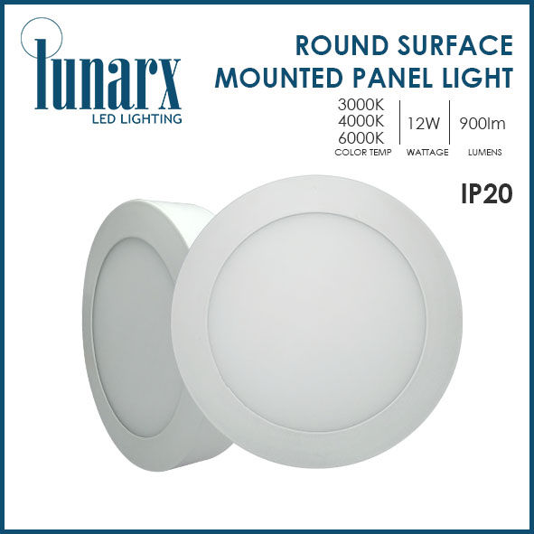 LUNARX Surface Mounted Panel Light | Round Fixture 12 Wattage Downlight ...