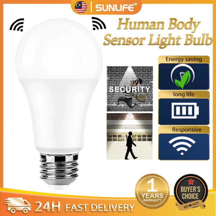 9W LED E27 Sensor Radar Bulb 189-265V Human Body Sensing Bulb Motion ...