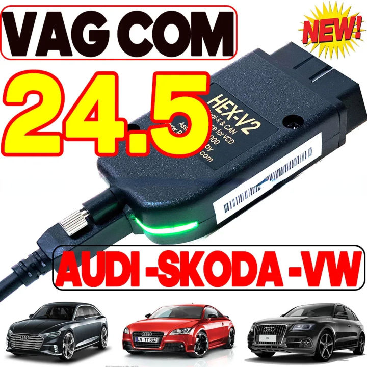 2024 OBDII Cable VCDS Interface VAG HEX V2 24.5 USB Interface OBD2 FOR ...