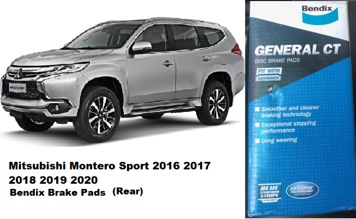 Mitsubishi Montero Sport 2016 2017 2018 2019 2020 2021 2022 2023 Bendix Brake Pads (Rear ...