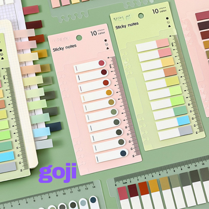 GOJI 200 Lembar Sticky Notes Penanda Buku Warna Neon Macaroon Soft ...