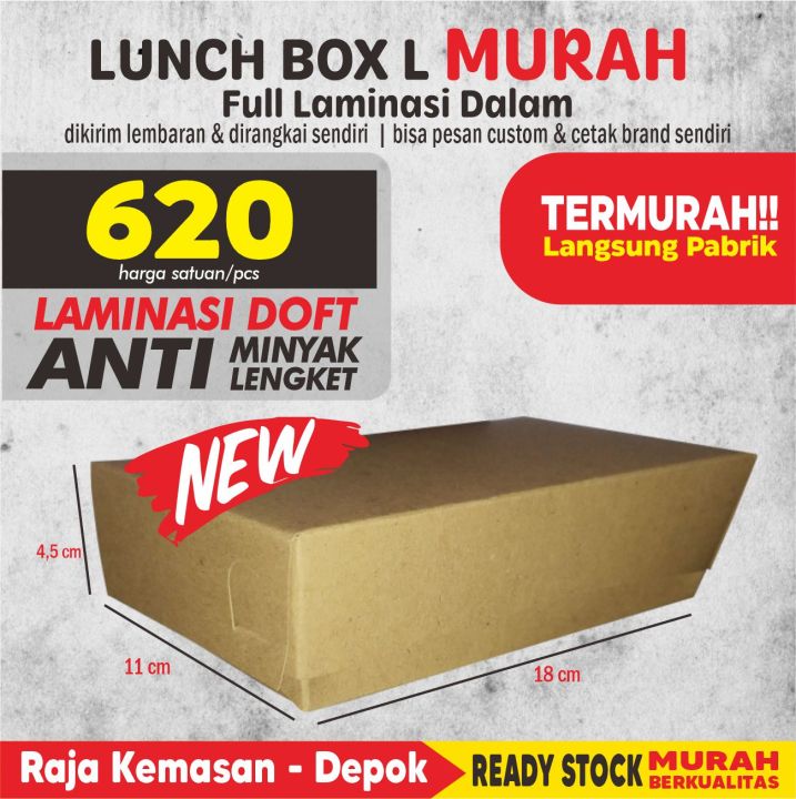 LUNCH BOX L KRAFT MURAH POLOS LAMINASI (isi 50 pcs) | Lazada Indonesia