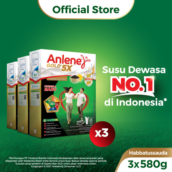 Anlene Gold 5X Habbatussauda Susu Bubuk Dewasa Madu 3x580gr - Nutrisi ...