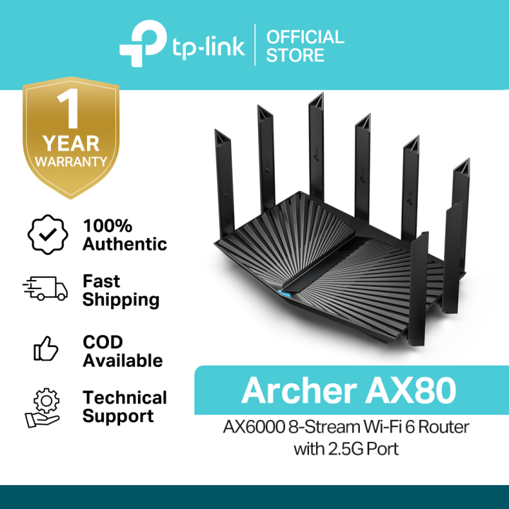 TP-Link Archer AX80 AX6000 8-Stream Wi-Fi 6 Router with 2.5G Port ... TP-Link Archer AX80 AX6000 8-Stream Wi-Fi 6 Router with 2.5G Port ...