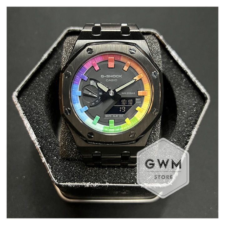 Casio G-Shock "Full Metal CasiOak Custom" Black Rainbow (Full Black ...