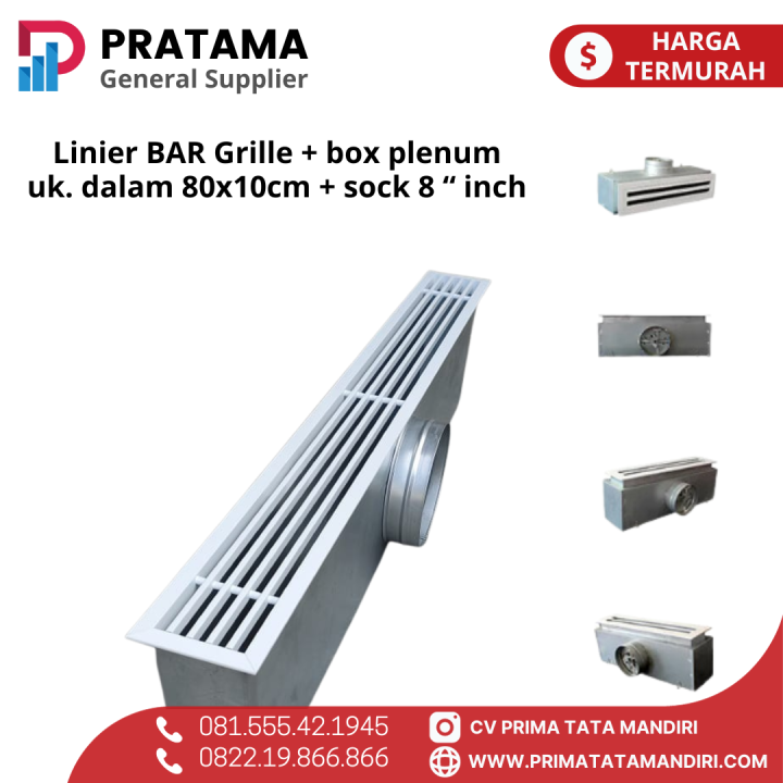 Linier Bar Grille HVAC plus plenum 80x10 cm Putih | surabaya | Lazada ...