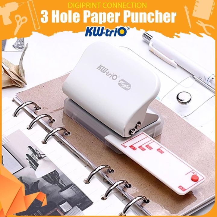 Kw Trio 3 Hole Paper Punch Puncher Handheld Metal Round Hole 6mm For A5
