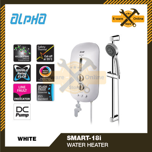 Alpha Water Heater Shower with Pump Alpha Smart 18i Evo-I Instant Water Heater DC Pump Alpha ...