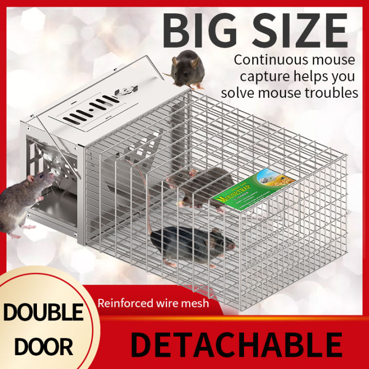 【BIG SIZE】Upgraded 2 Holes Strengthen Catch Mouse trap Rat Cage (Big ...