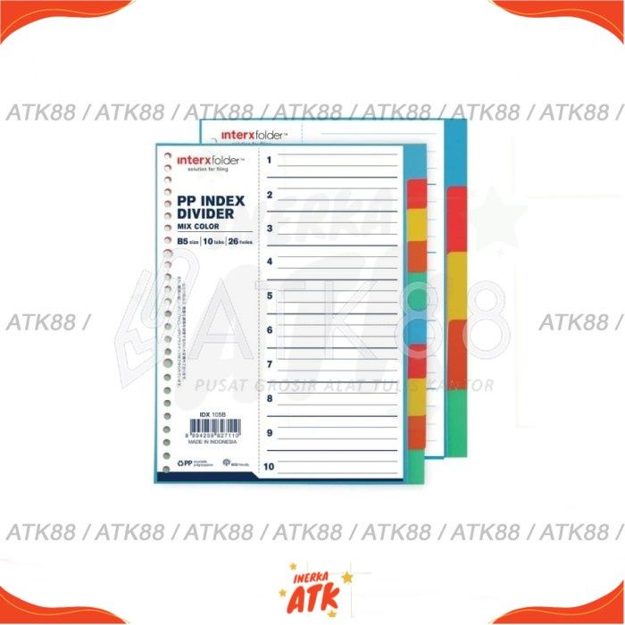 PP Index Divider / Pembatas InterX B5 (10 tabs) Pembatas File Pembatas Folder Pembatas Dokumen ...