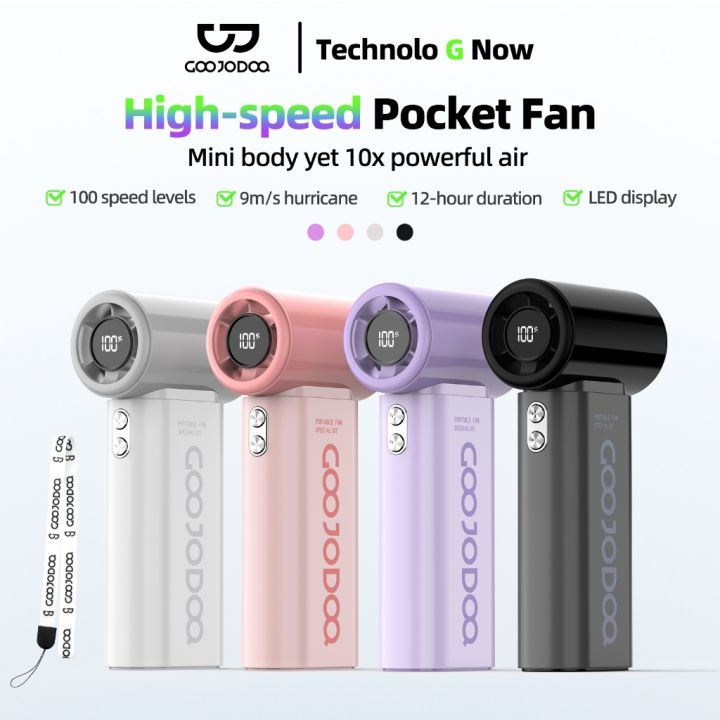 GOOJODOQ Mini Fan 4000mAh High Speed Pocket Fan Boost Wind Rechargeable ...