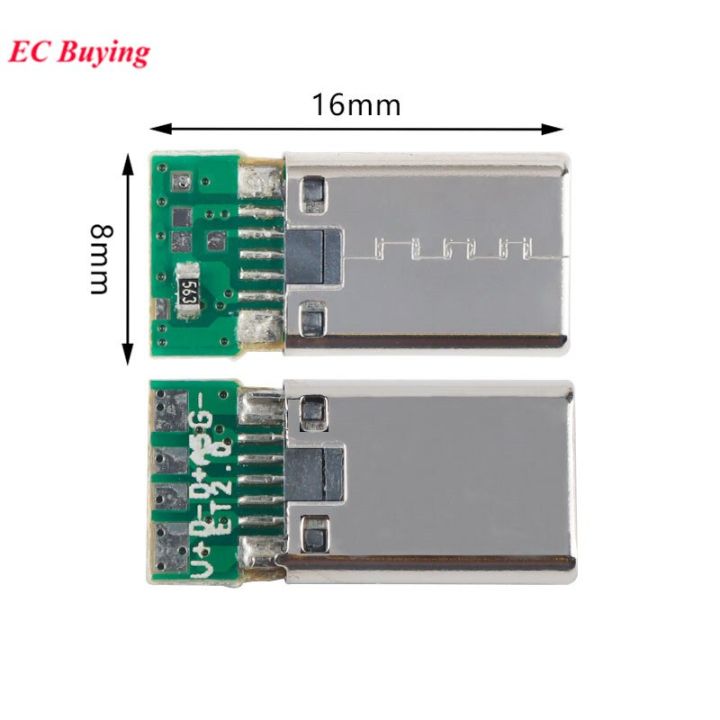 2PCS USB Type C Connector 24P Male Socket Adapter Type-C Receptacle ...