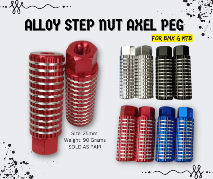 Bicycle Step Nut Alloy Axel Foot Peg Balance Bar Step nut 1 PAIR Foot ...