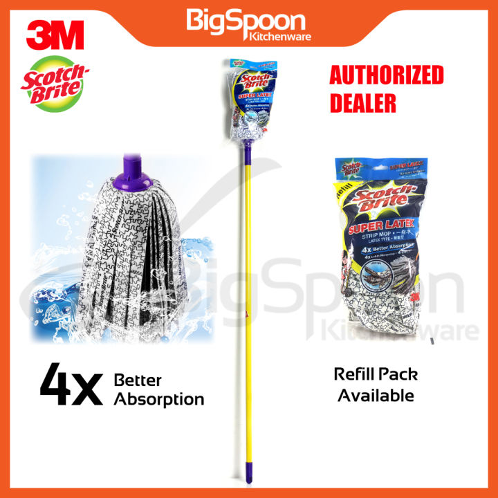 3M SCOTCH-BRITE Set/Refill Super Latex Mop Super Absorbent Strip Mop ...
