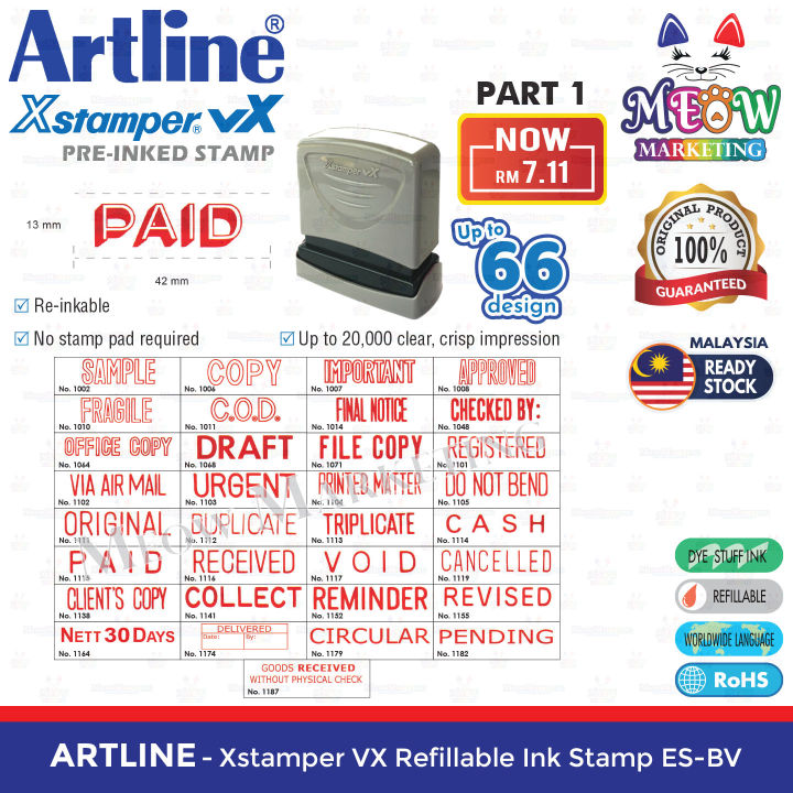 Artline Xstamper VX Refillable Ink Stamp ES-BV - Part 1/2 | Lazada