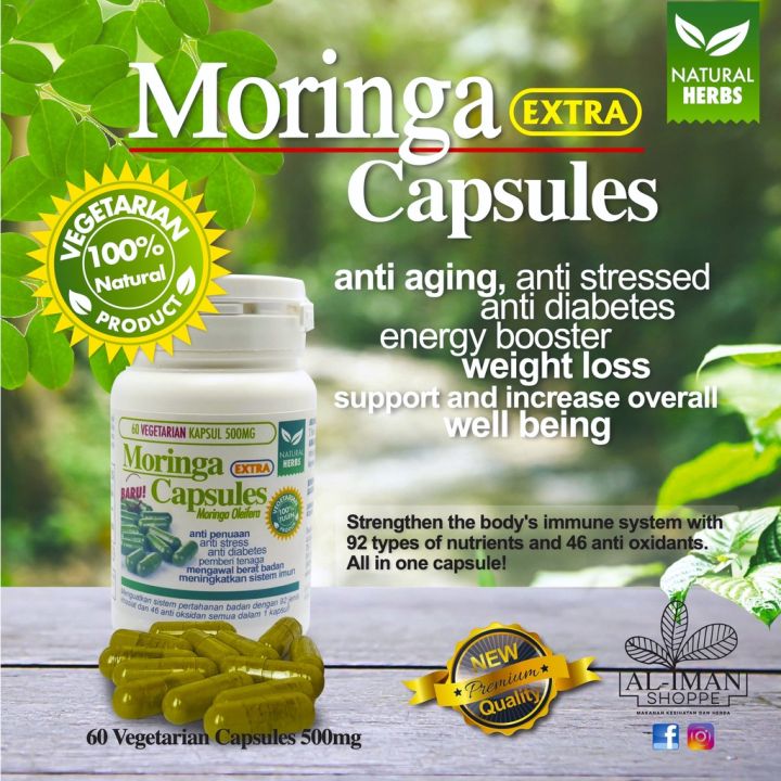 ORGANIC MORINGA CAPSULES VEGETARIAN ORIGINAL-NO GELATIN Kapsul Moringa ...