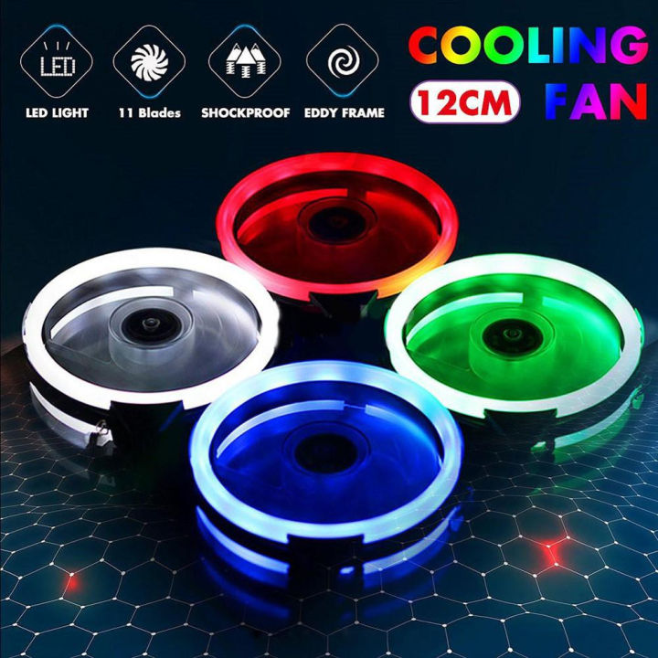 【COD】COOLMOON 120mm LED Cooling Fan Dual Halo RGB LED Light Adjustable ...